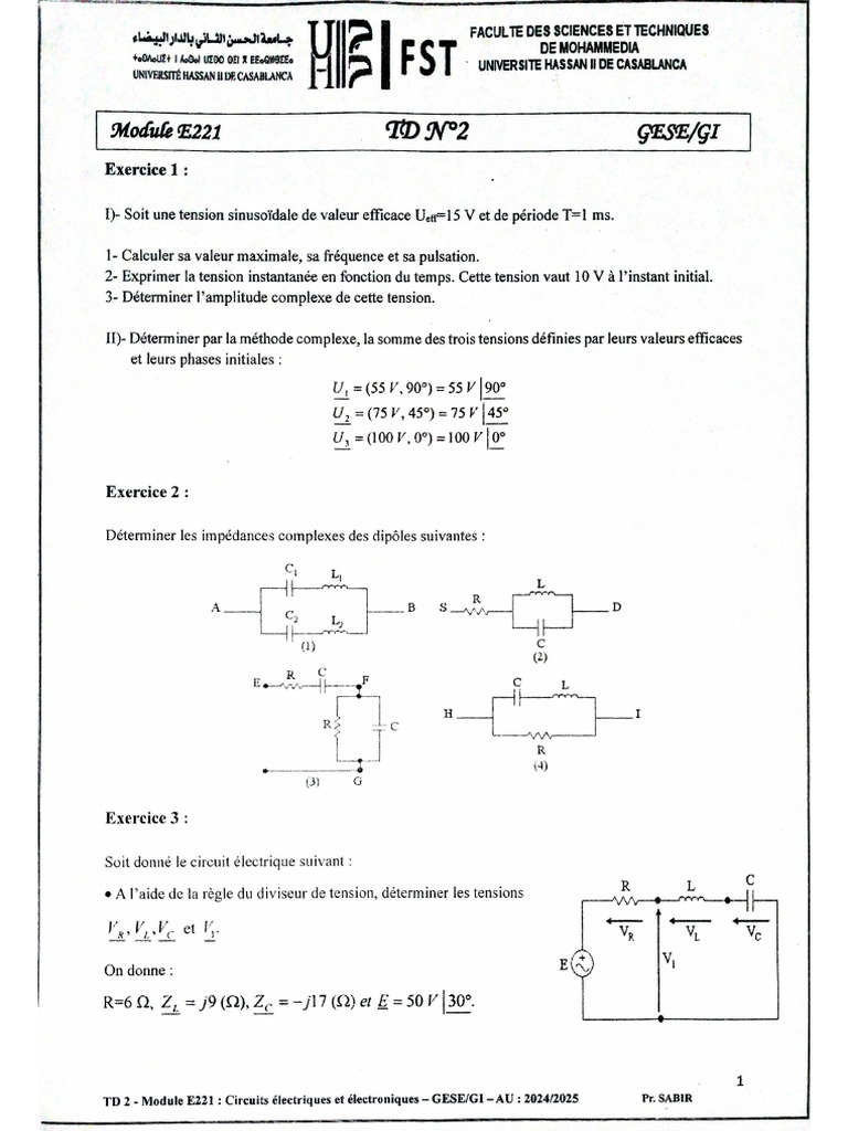 TD 2 - Circuits Électriques - GI - GESE | PDF