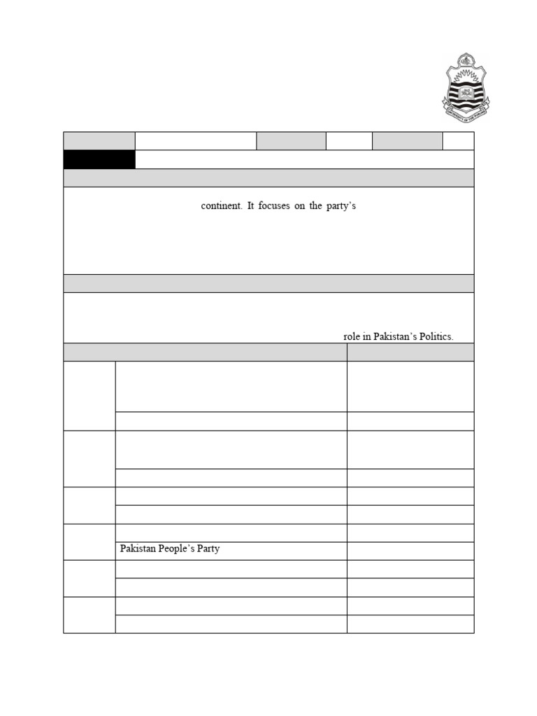 Political Parties in Pakistan Course Outline | PDF | Pakistan ...