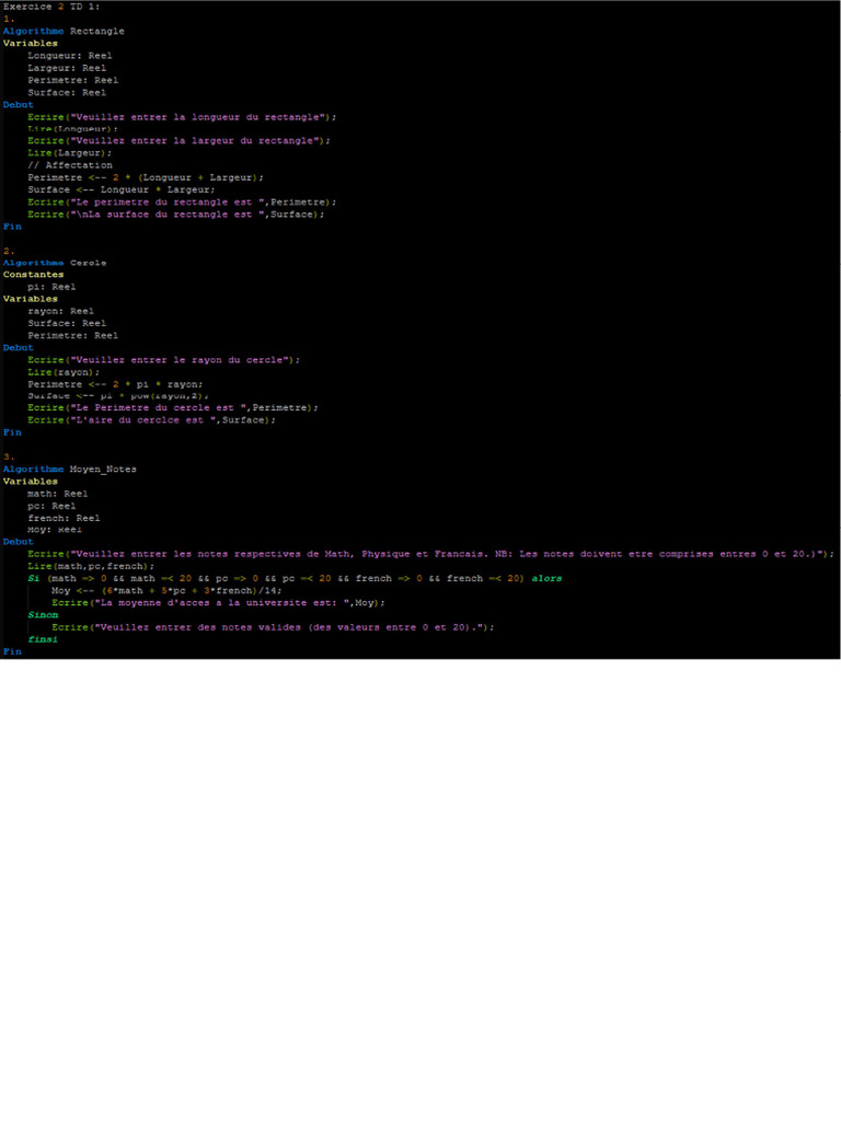 Correction TD1 Algo - Credits..Emoon | PDF