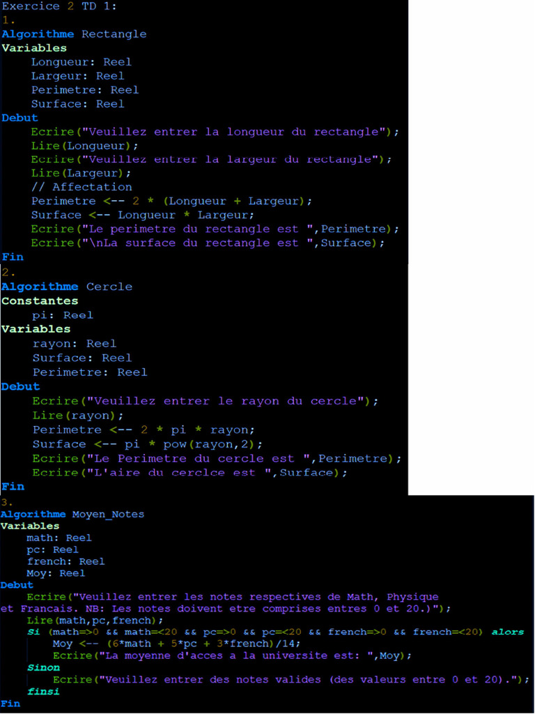 Correction TD1 Algo - Credits To Emoon | PDF