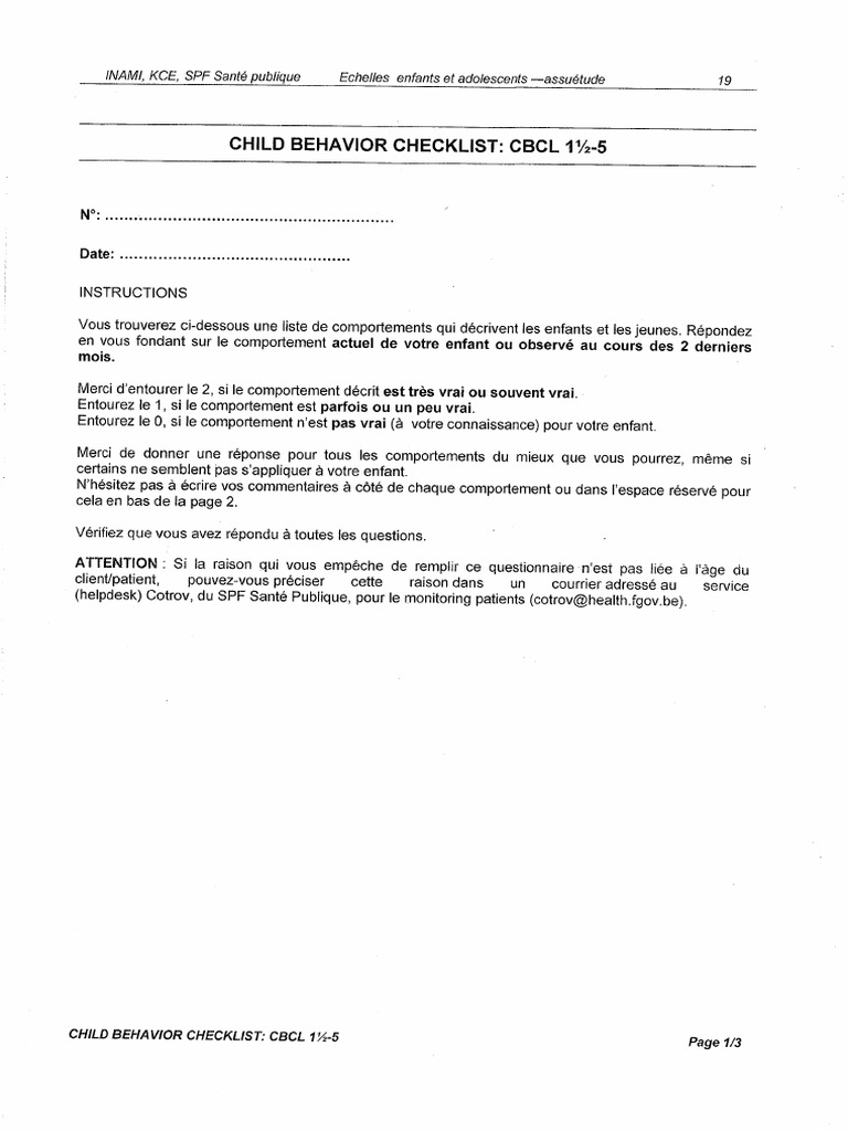CBCL 1.5-5 | PDF