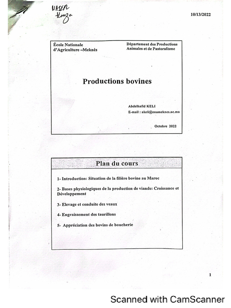 cours de production animale | PDF