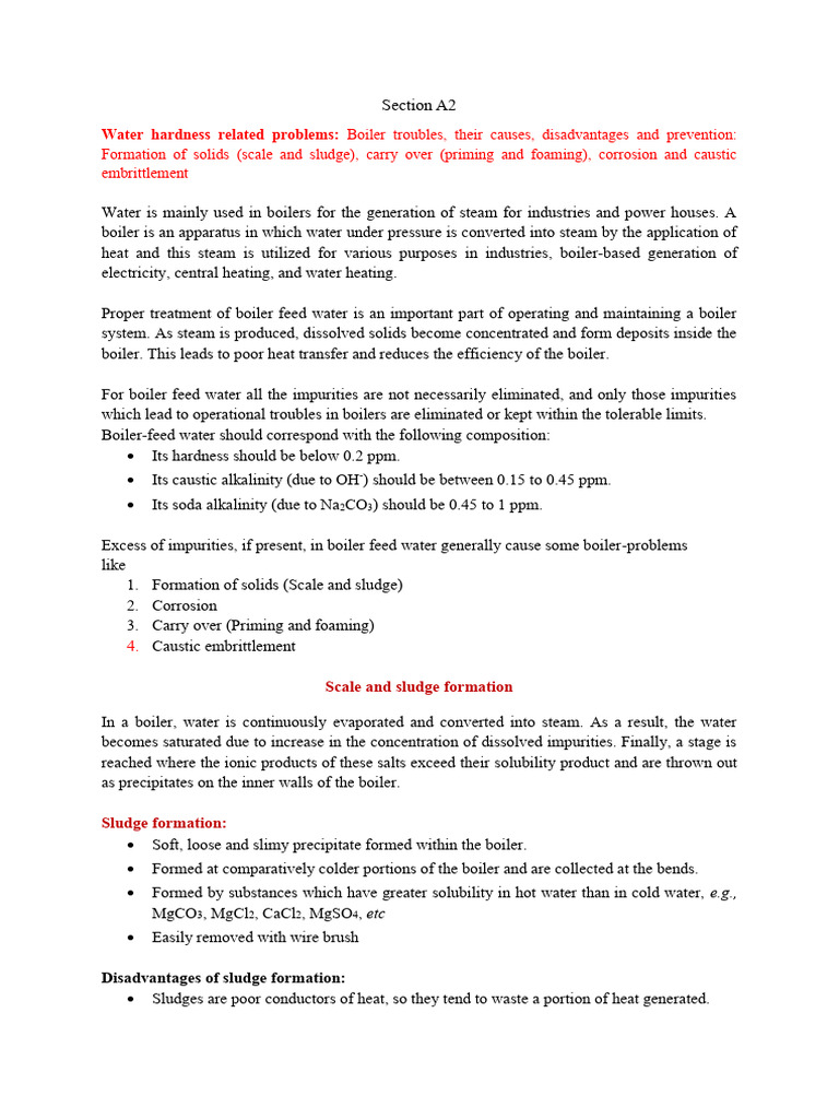Water Hardness Related Problems - Class Notes | PDF | Corrosion | Boiler