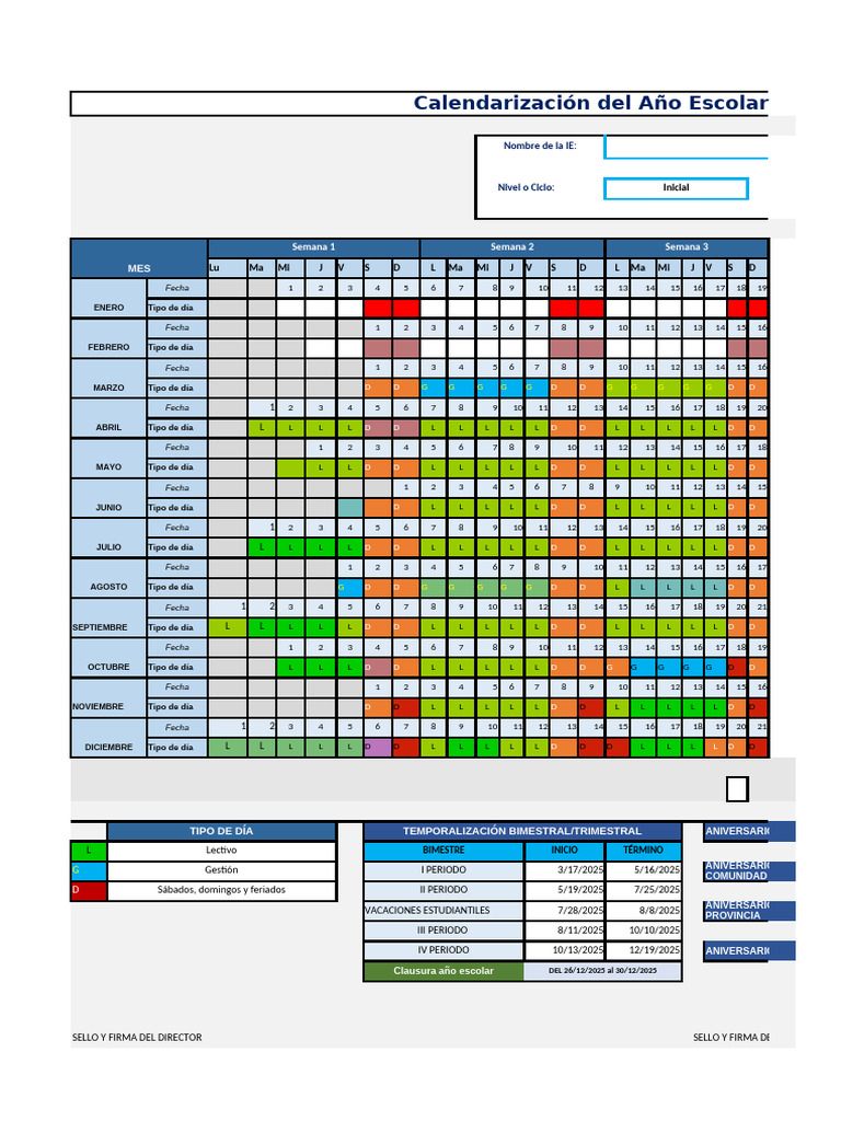 Calendarizacion Escolar 2025 | PDF