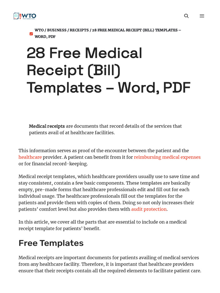 28 Free Medical Receipt (Bill) Templates - Word, PDF | PDF | Health ...