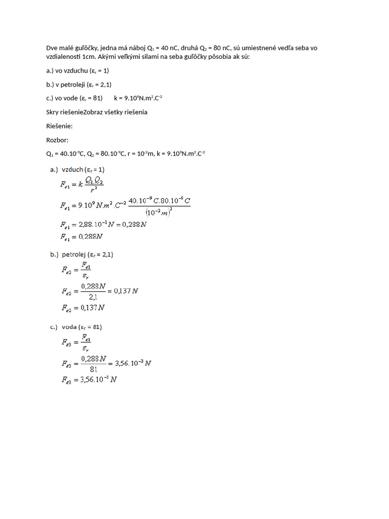 Coulombov Zã¡kon - Prã Klad | PDF