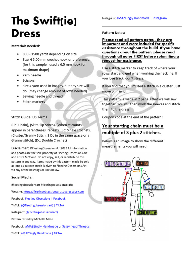 Swiftie Dress Crochet Pattern | PDF | Crochet | Textile Arts