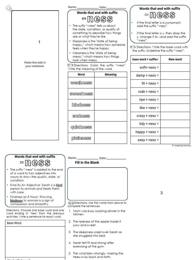 trifold suffix ness | PDF | Word | Morphology
