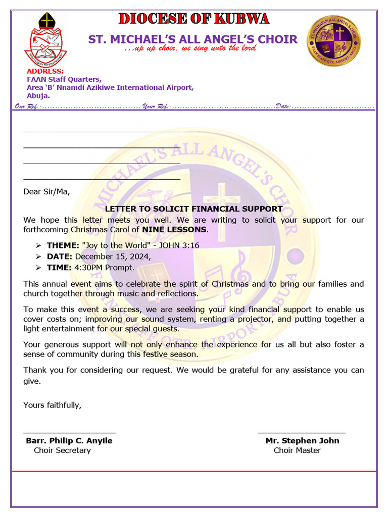 All Angel's Choir LetterHead - 093323 | PDF
