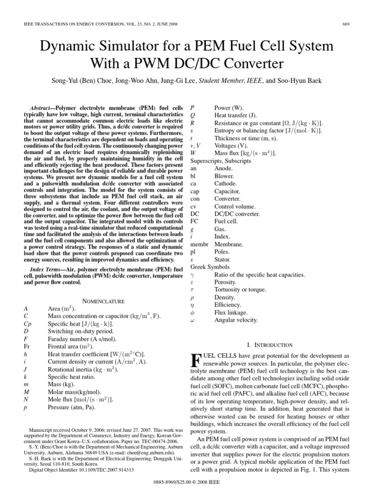 Dynamic Simulation of PEM Fuel Cell System | PDF | Fuel Cell | Direct ...