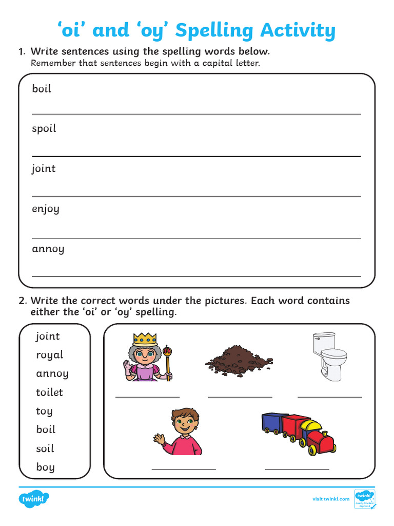 'oi' and 'oy' Spelling Practice Activity | PDF