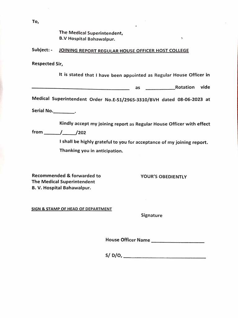 House Job Orders and Joining Form QAMC | PDF