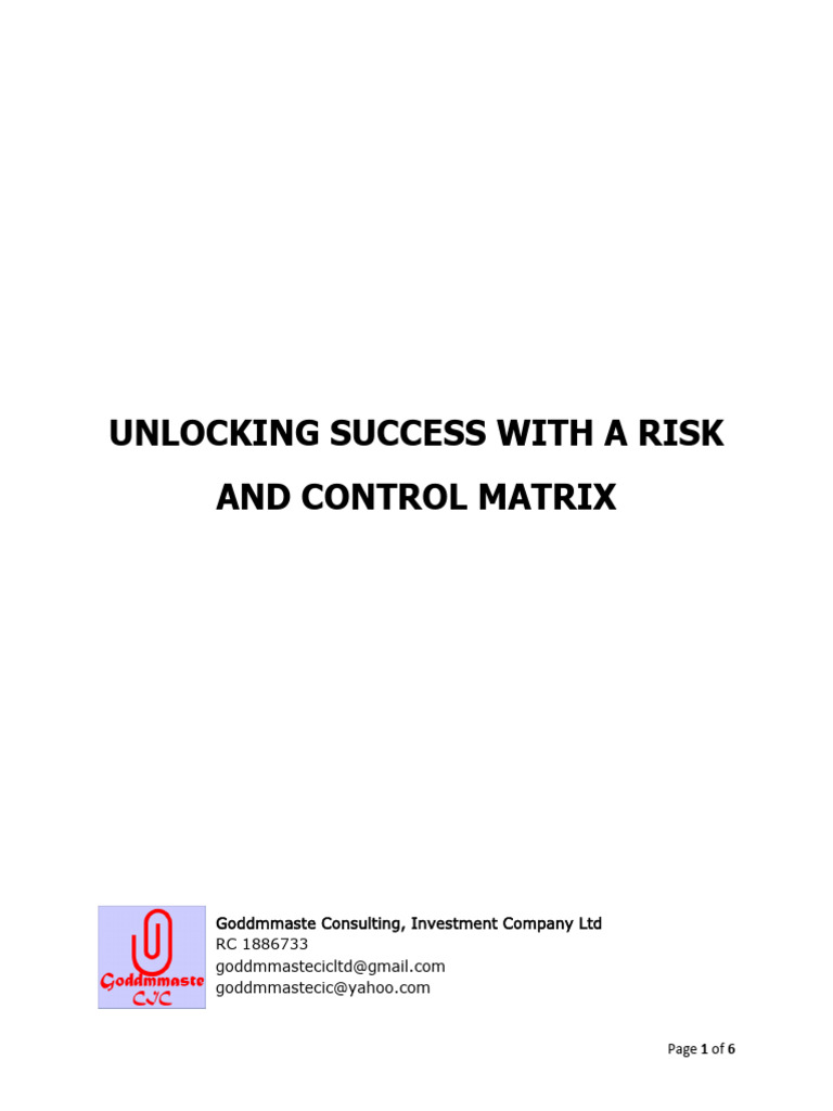 Risk and Control Matrix | PDF | Risk Management | Risk