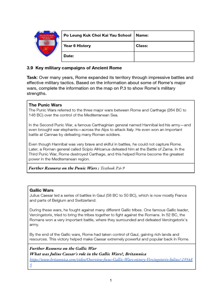 3.9 Key military campaigns of Ancient Rome | PDF | Punic Wars | Roman ...