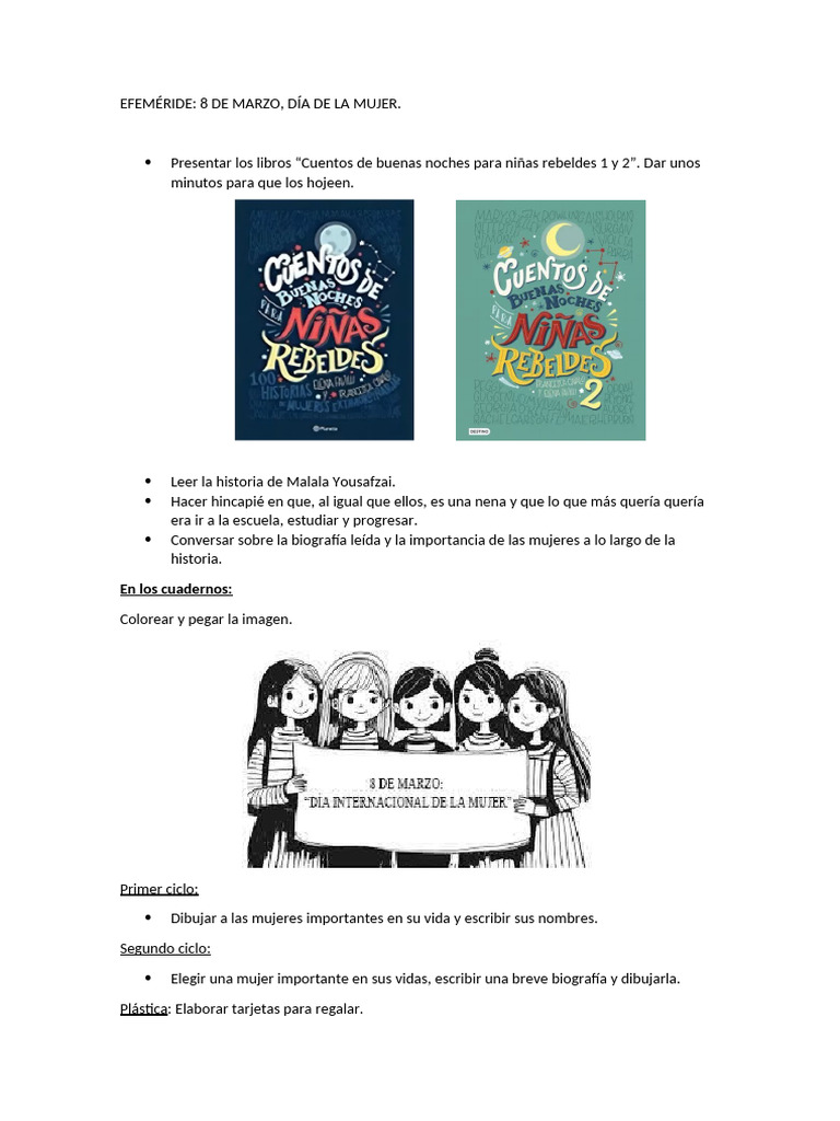 8 de Marzo Día de La Mujer Primer y Egundo Ciclo | PDF