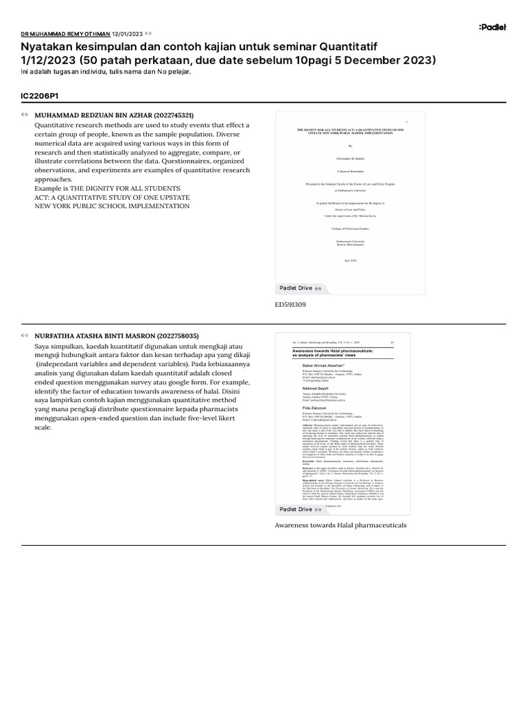 Nyatakan Kesimpulan Dan Contoh Kajian Untuk Seminar Quantitatif 1 - 12 - 2023 (50 Patah ...