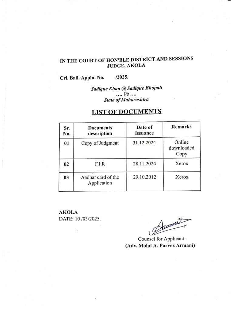 List of Documents With Documents and Process Parcha | PDF | Bail ...