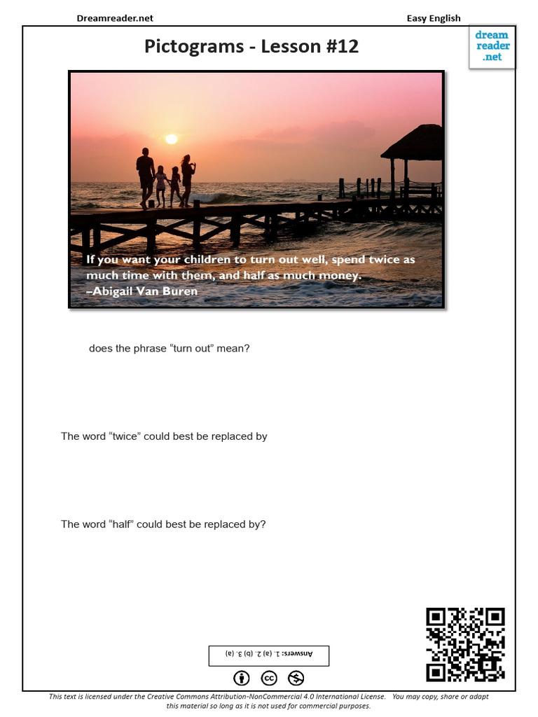 Pictograms Lesson 12: Vocabulary Quiz | PDF