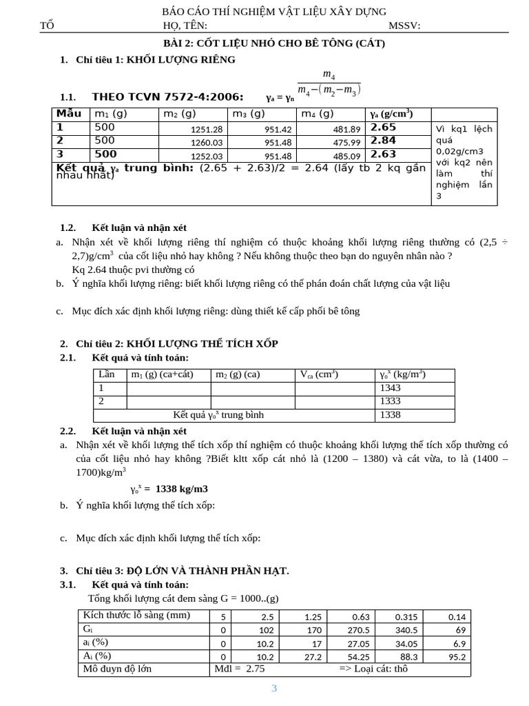 Mau Bao Cao Thi Nghiem Bai Cat | PDF