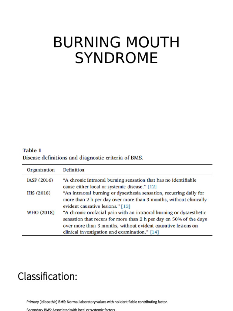 Understanding Burning Mouth Syndrome | PDF | Diseases And Disorders ...