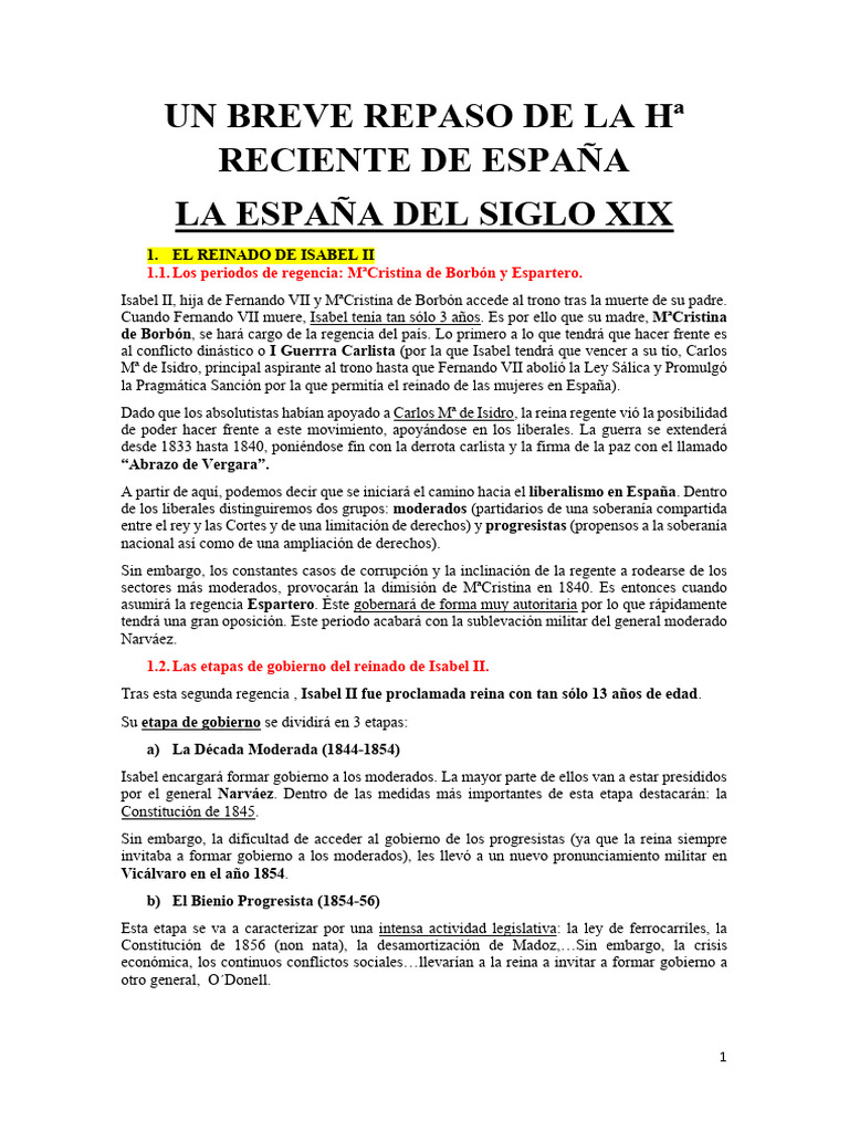 UN BREVE REPASO POR LA HISTORIA RECIENTE DE ESPAÑA | PDF | guerra civil ...