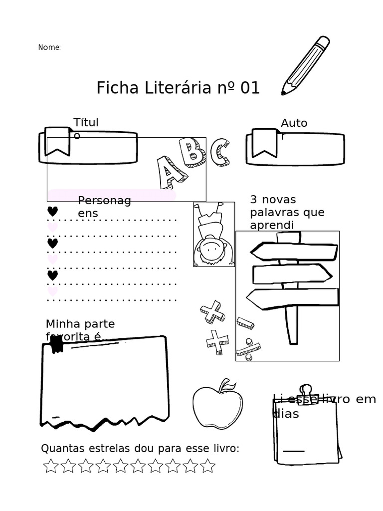 Fichas Literárias para Educação Infantil | PDF | Livros | Autor