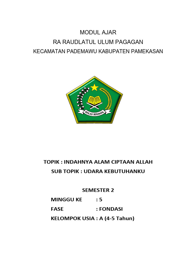 Modul Ajar A M5 Udara Kebutuhanku | PDF
