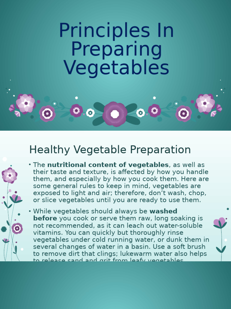 Principles of Vegetables | PDF | Vegetables | Cooking