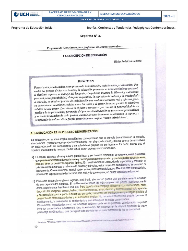 W.Peñaloza-Hominización - Separata 3 | PDF | Humanidades | Aprendizaje