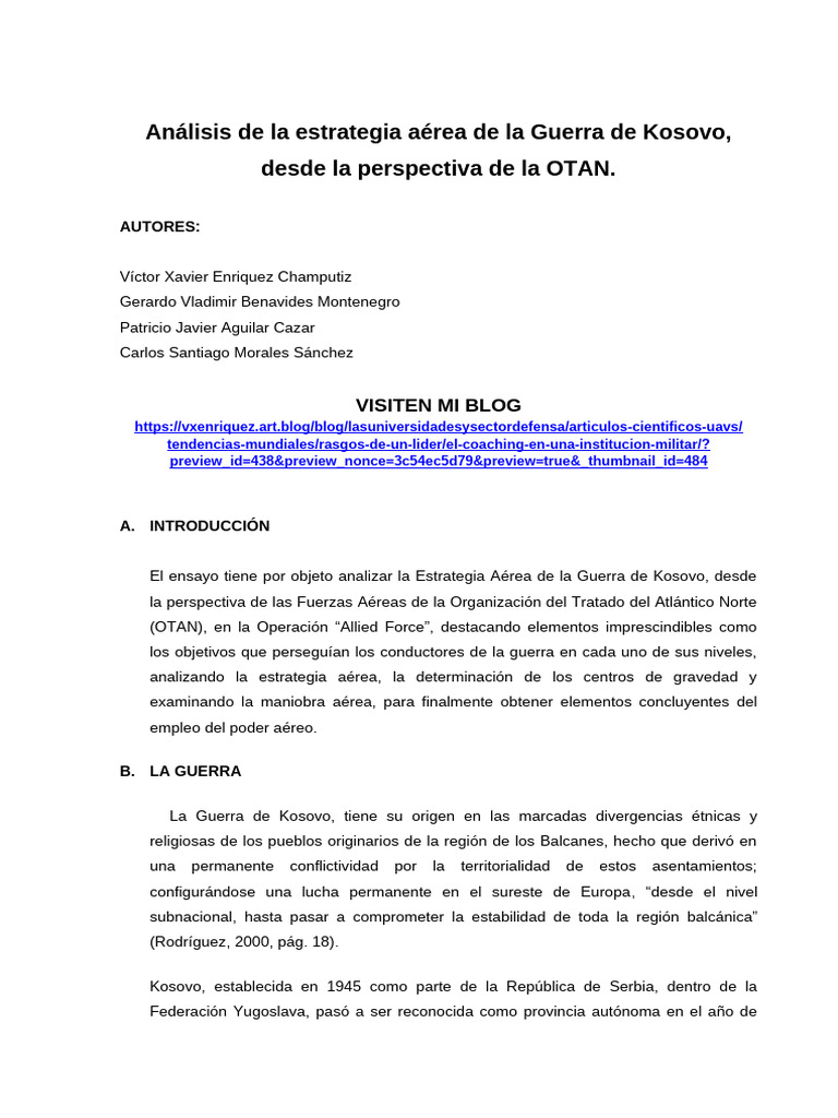 Análisis de La Estrategia Aérea de La Guerra de Kosovo | PDF | Kosovo ...