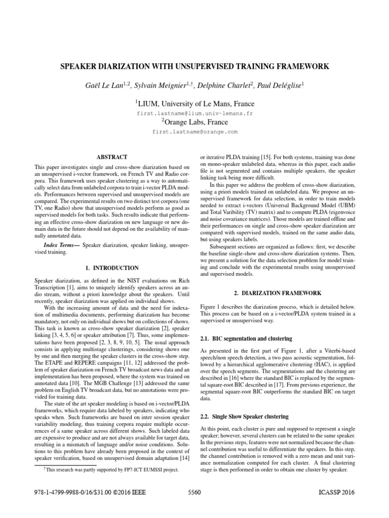Speaker_diarization_with_unsupervised_training_framework | PDF | Cluster Analysis | Matrix ...