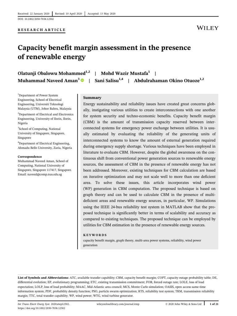 Capacity Benefit Margin with Renewables | PDF