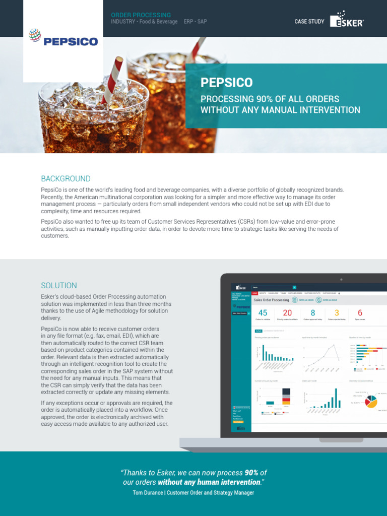 082-Esker On Demand Case Study-PepsiCo-US | PDF | Pepsi Co | Business ...