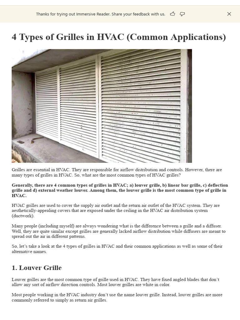 Common Types of HVAC Grilles Explained | PDF | Duct (Flow)