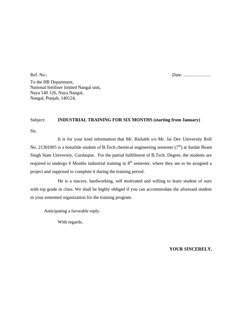 TRG - LETTER Rishabh NFL Hod | PDF