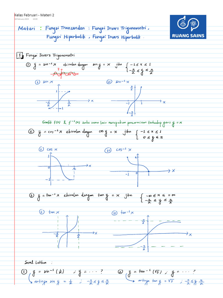 5. MAT 2 18 Februari 2023 Fungsi Transenden Fungsi Trigonometri Siklometri Dan Hiperbolik | PDF