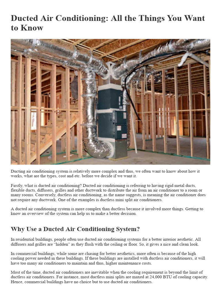 Ducted Air Conditioning - All The Things You Want To Know | PDF | Duct (Flow) | Air Conditioning