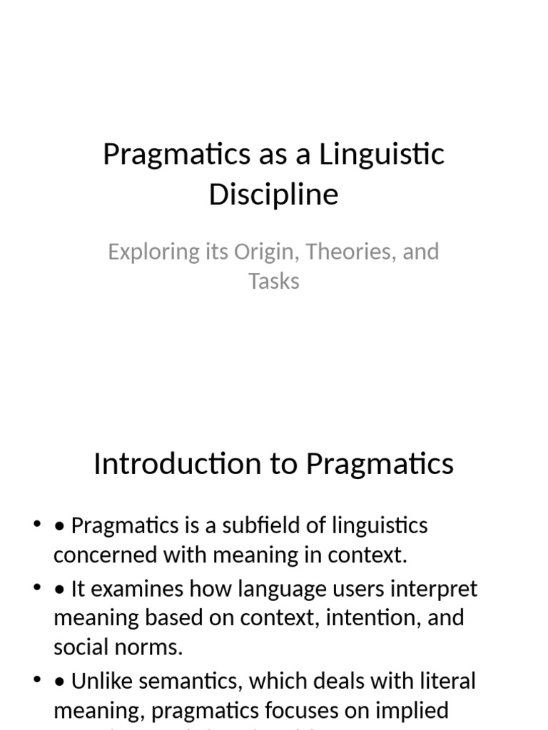 Understanding Pragmatics in Linguistics | PDF