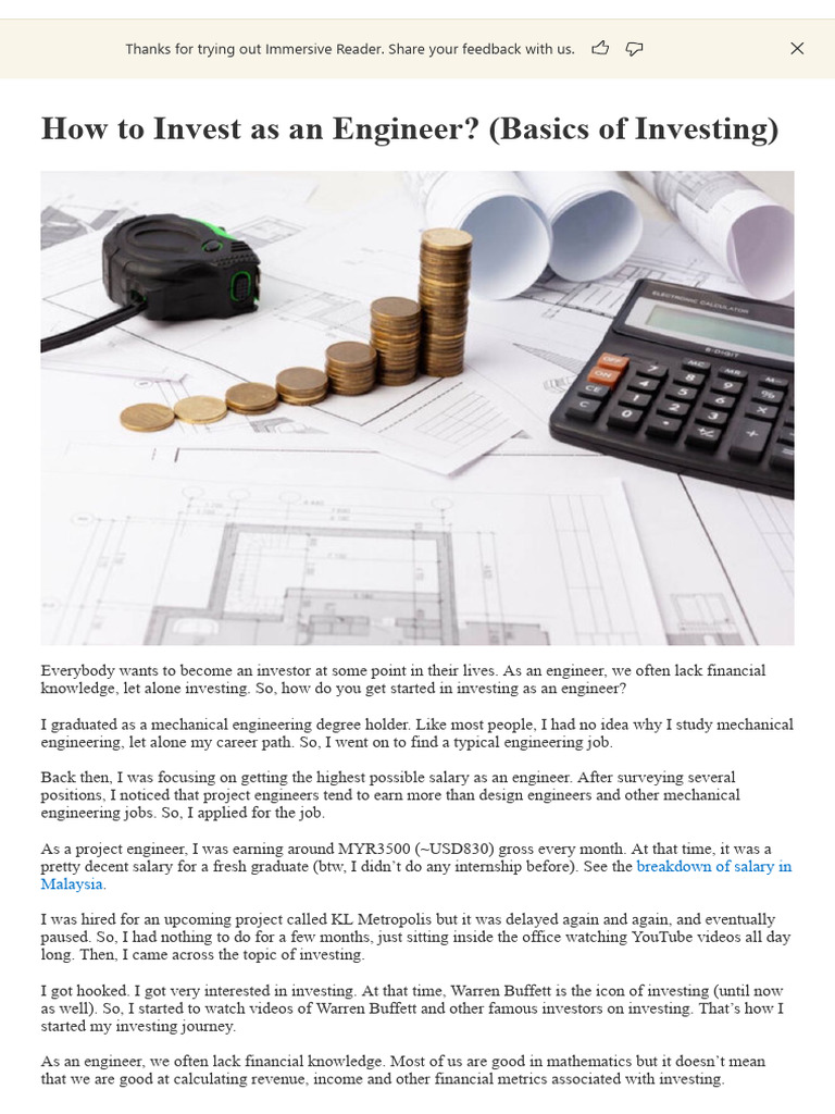 How To Invest As An Engineer - (Basics of Investing) | PDF | Investing ...