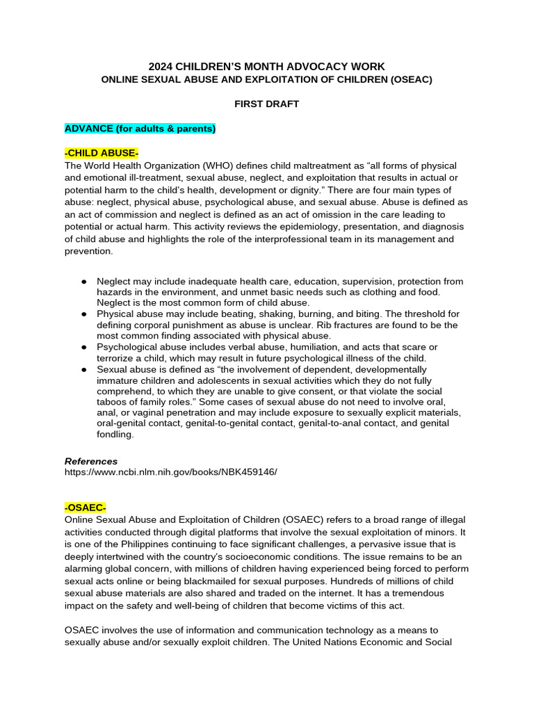 2024 OSAEC Advocacy and Child Abuse Insights | PDF | Child Abuse ...