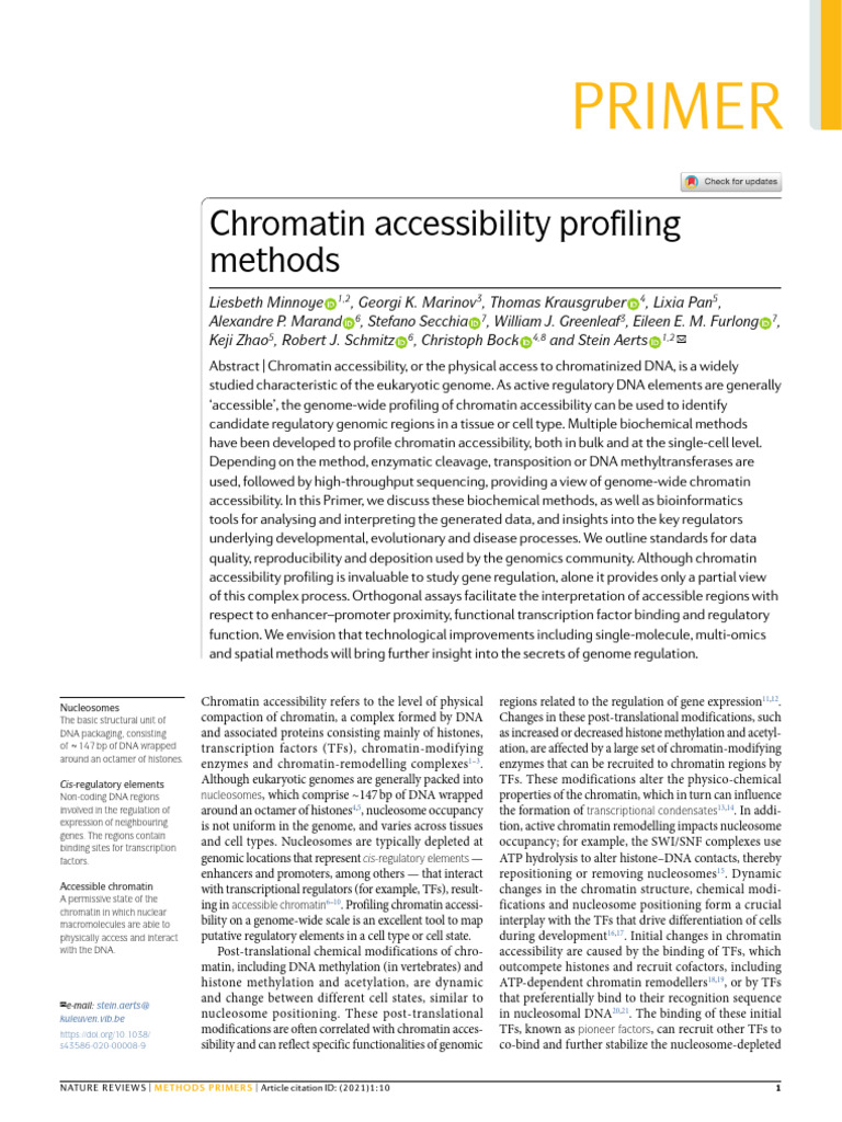 Chromatin accesibility profilling methods | PDF | Chromatin | Biology