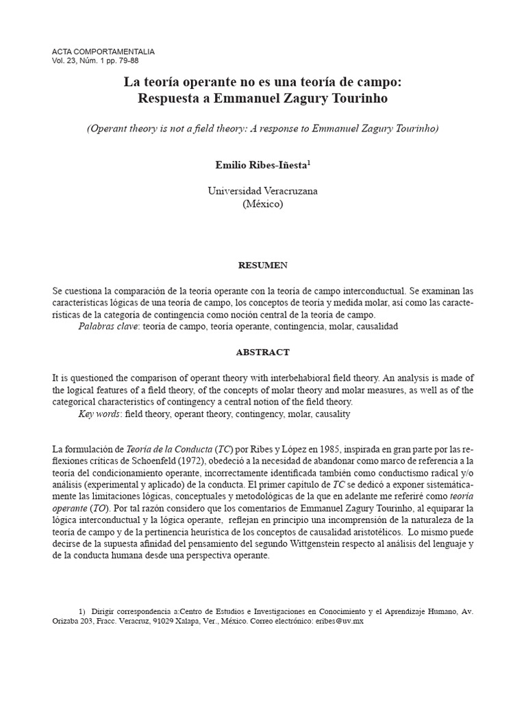 Crítica a la Teoría Operante en Psicología | PDF | Causalidad ...