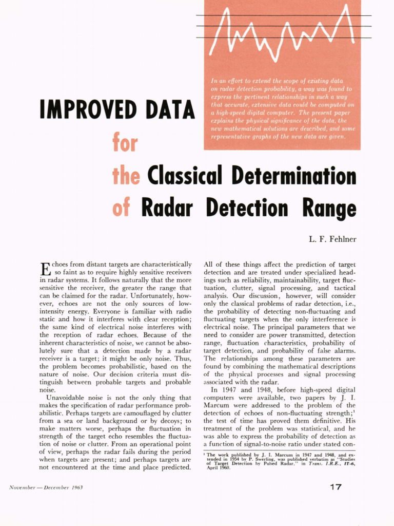 DETECTion Probability SNR | PDF | Radar | Detector (Radio)