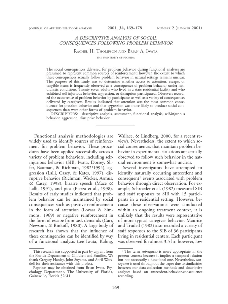 Social Consequences of Problem Behavior | PDF | Reinforcement | Attention