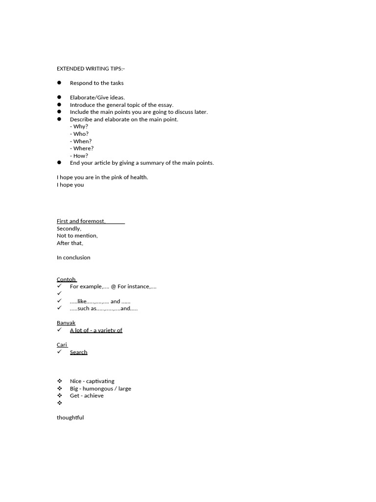 Extended Writing Tips | PDF