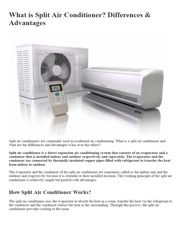What Is Split Air Conditioner - Differences & Advantages | PDF | Air Conditioning | Building ...