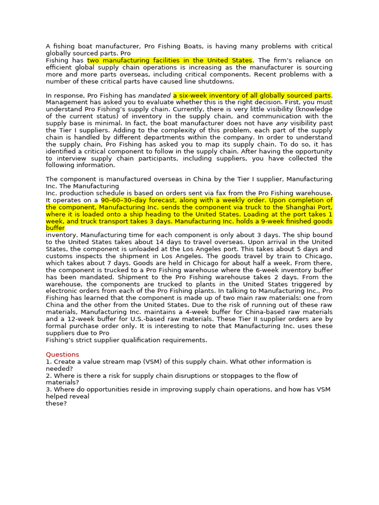 Pro Fishing Boats Supply Chain Analysis | PDF | Supply Chain | Warehouse