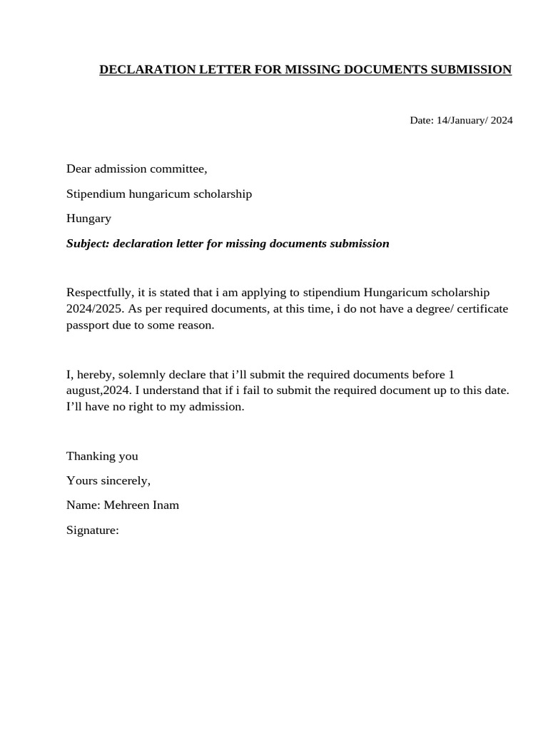 Declaration Letter | PDF