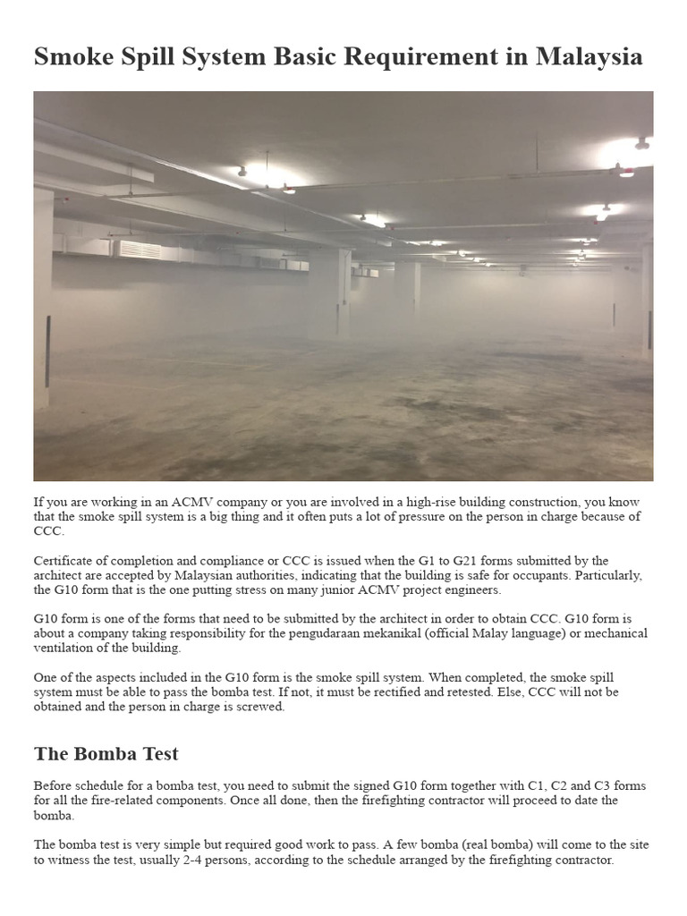 Smoke Spill System Requirements in Malaysia | PDF | Duct (Flow ...