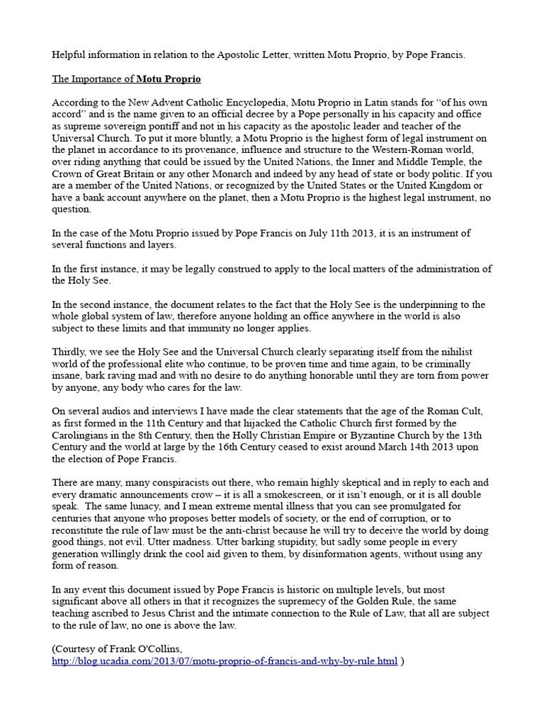 Motu Proprio | PDF | Pope | Holy See